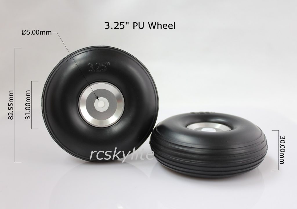3.25" PU Wheel with Aluminum Hub (2PCS) - RCSkyLite