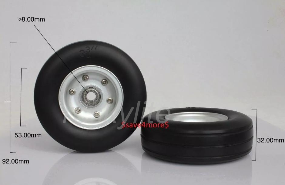 Natural Rubber Wheels with Aluminum Hub for RC Airplanes - 3.75 ...